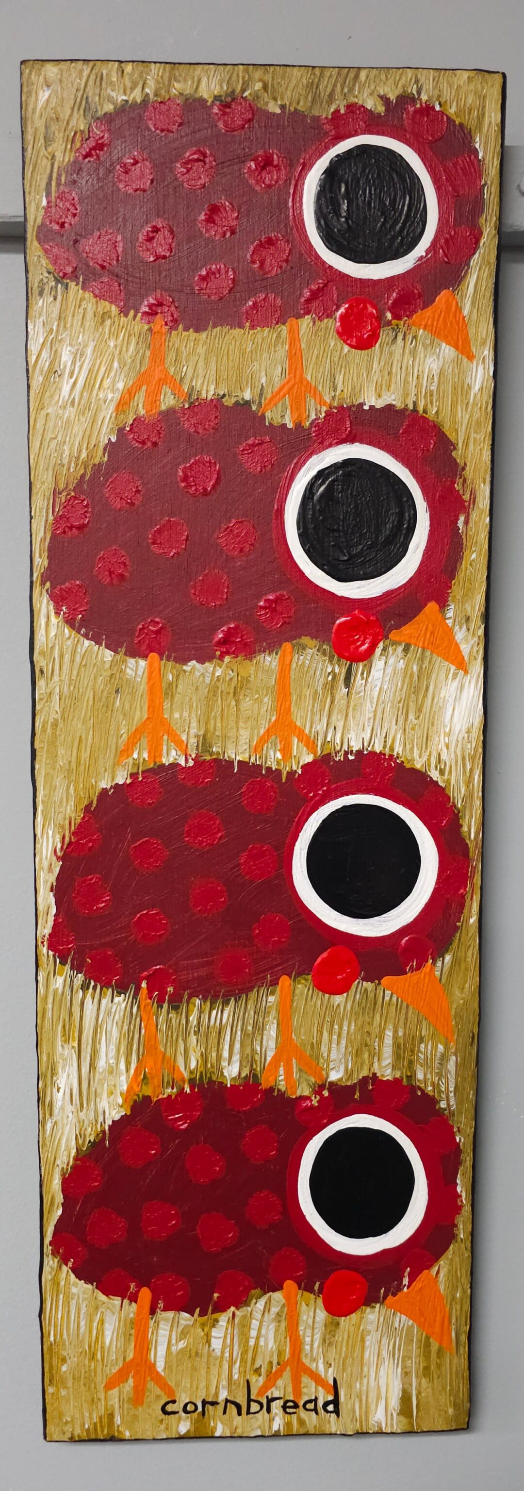 Cornbread "Red Dot Chicks" Folk Art Painting - Cagle Auction Co.
